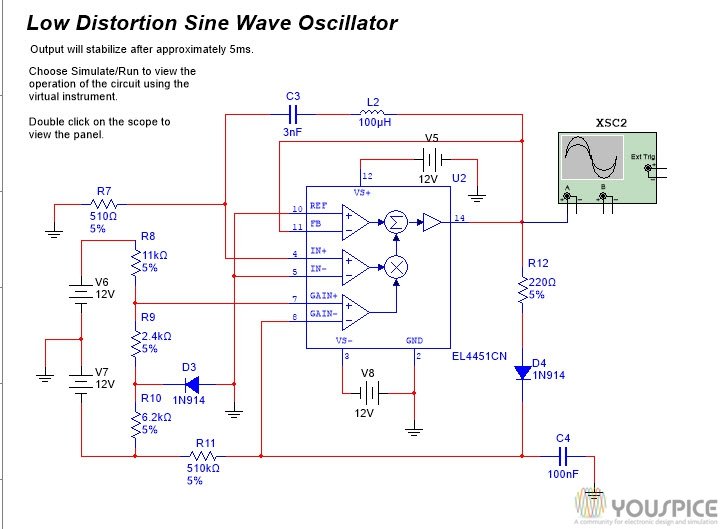 Sine Wave Oscillator Circuit Diagram
